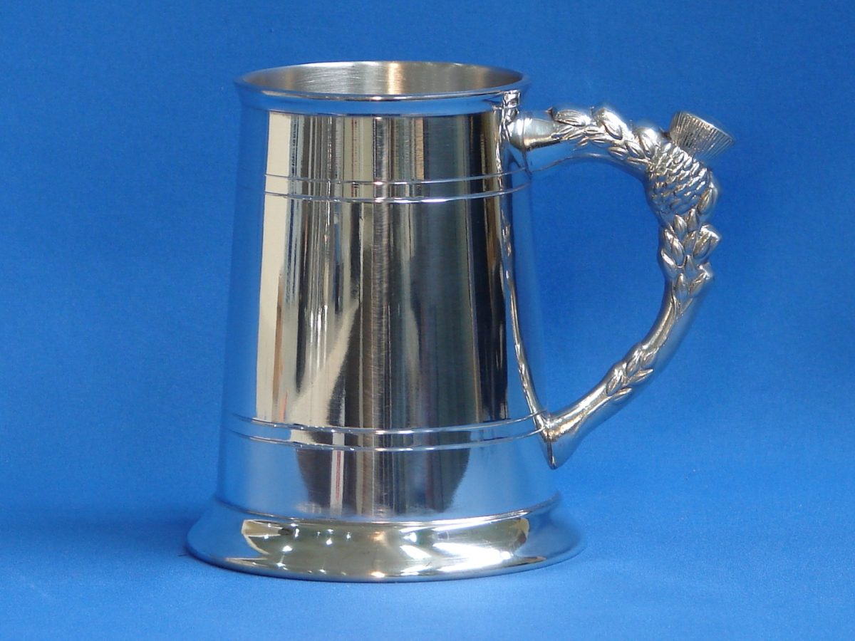 [014] 1 Pint Pewter Tankard with Thistle Handle – Trophy Specialists ...