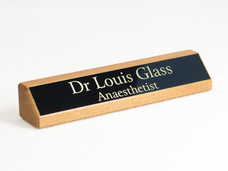 Wooden Desk Sign – Trophy Specialists & Engraving