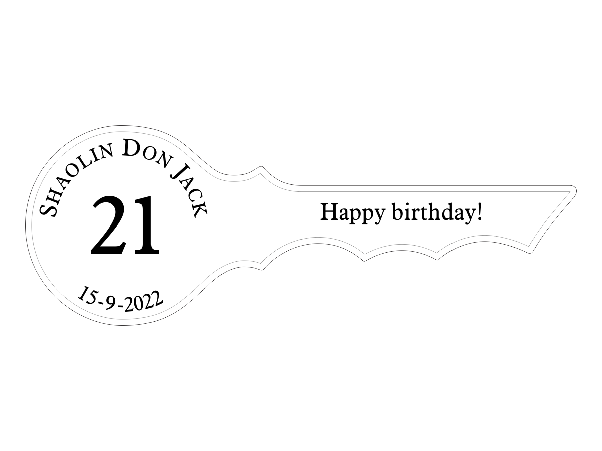 NZ Rimu 21st Key for Shaolin Don Jack – Trophy Specialists & Engraving